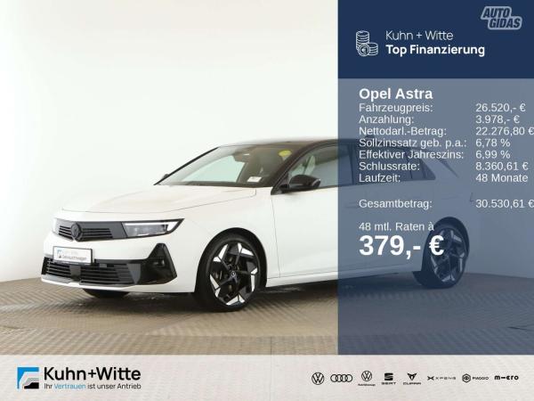 White Opel Astra 2022 in Kaunas, with an engine capacity of 1.60 L and mileage of 21 thousand km for 29116 €, photo 1 on AUTOMOTO.COM.LV