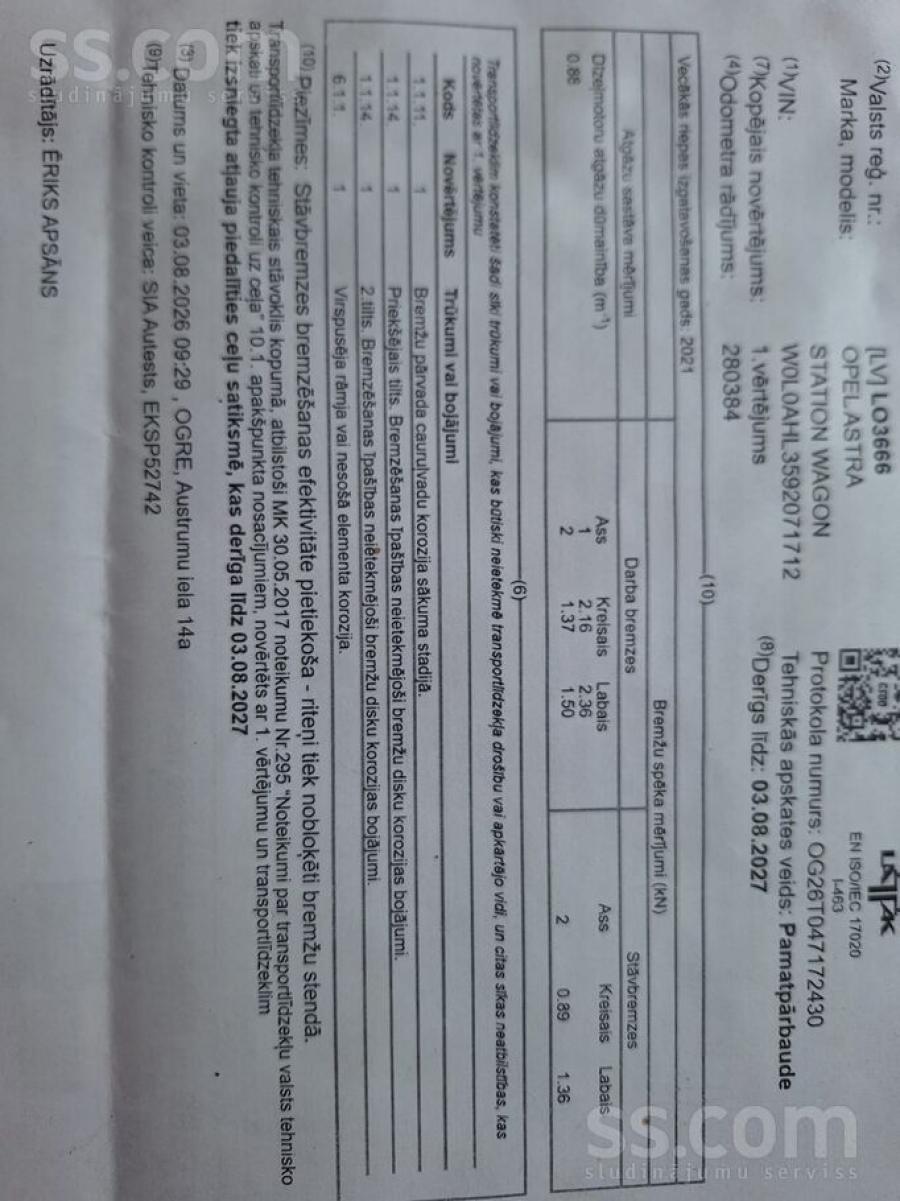 Белый Опель Астра 2009 в Огре, объемом двигателя 1.70 л и пробегом 281 тыс. км за 2200 €, фото 10 на AUTOMOTO.COM.LV