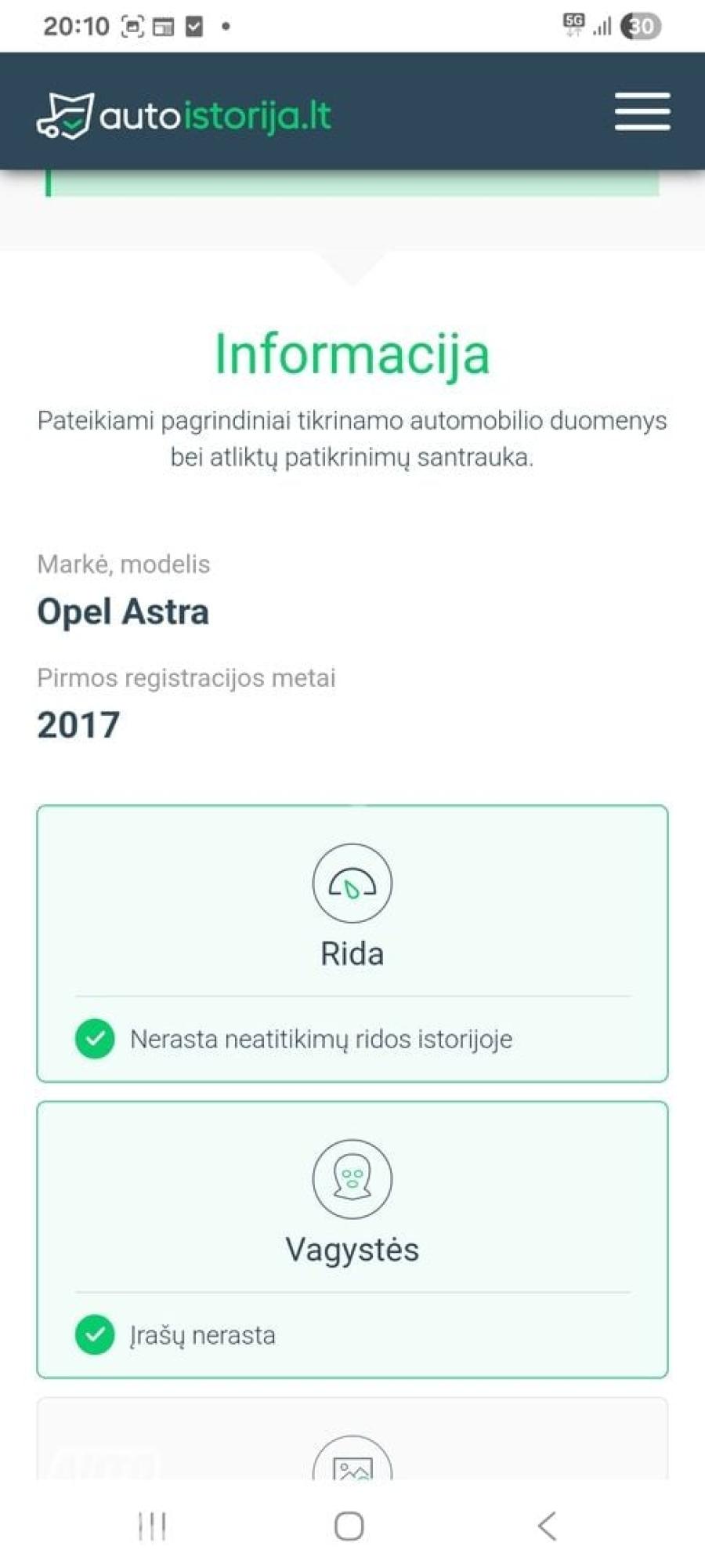 Белый Опель Астра 2017 в Вильнюс, объемом двигателя 1.60 л и пробегом 246 тыс. км за 6750 €, фото 34 на AUTOMOTO.COM.LV