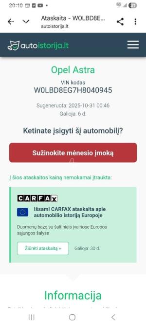 Белый Опель Астра 2017 в Вильнюс, объемом двигателя 1.60 л и пробегом 246 тыс. км за 6750 €, фото 35 на AUTOMOTO.COM.LV