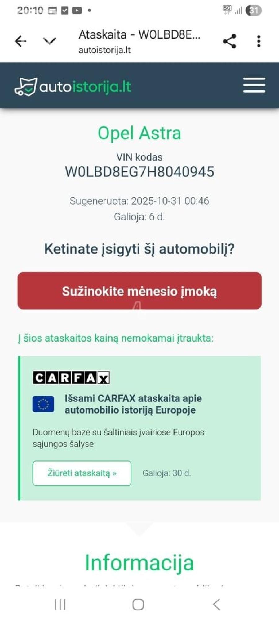 Белый Опель Астра 2017 в Вильнюс, объемом двигателя 1.60 л и пробегом 246 тыс. км за 6750 €, фото 35 на AUTOMOTO.COM.LV