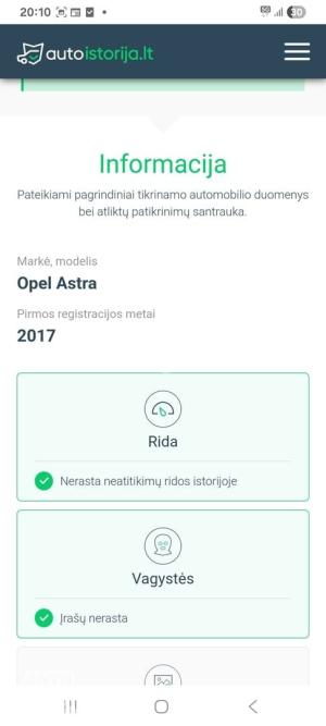 Белый Опель Астра 2017 в Вильнюс, объемом двигателя 1.60 л и пробегом 246 тыс. км за 6750 €, фото 34 на AUTOMOTO.COM.LV