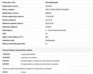 White Opel Astra 2018 in Riga, with an engine capacity of 1.60 L and mileage of 254 thousand km for 6600 €, photo 10 on AUTOMOTO.COM.LV