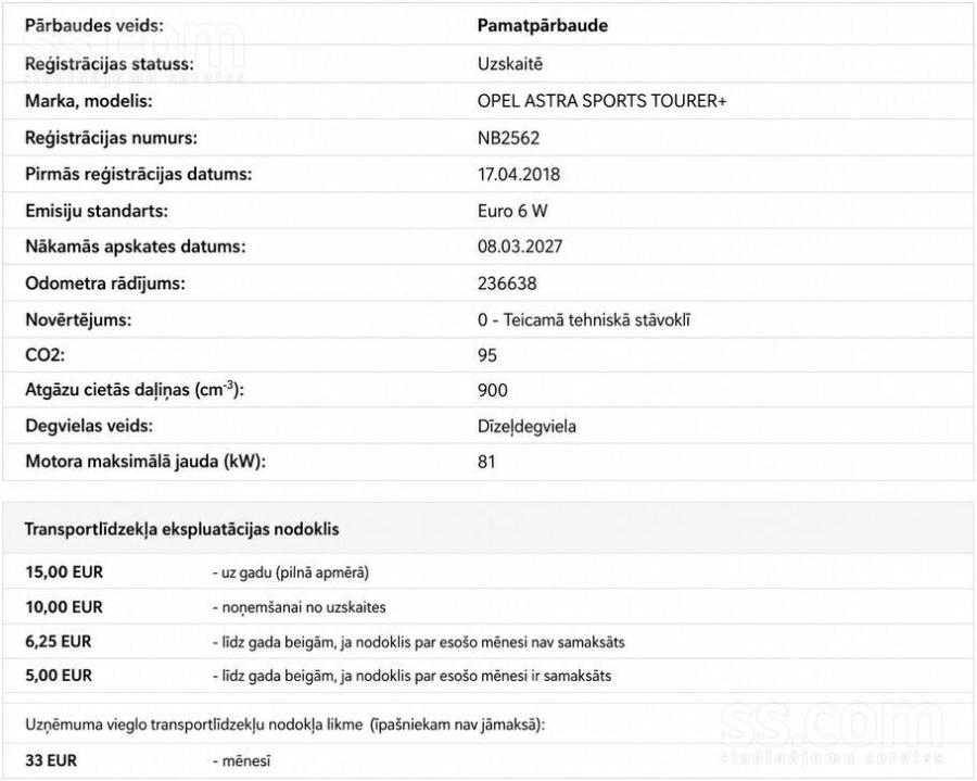 White Opel Astra 2018 in Riga, with an engine capacity of 1.60 L and mileage of 254 thousand km for 6600 €, photo 10 on AUTOMOTO.COM.LV