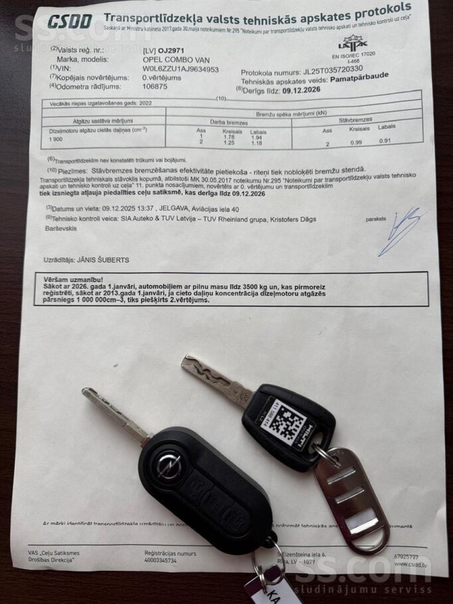 Balts Opel Combo 2018 Jelgava, ar dzinēja tilpumu 1.30 L un nobraukumu 107 tūkst. km par 7200 €, foto 14 vietnē AUTOMOTO.COM.LV