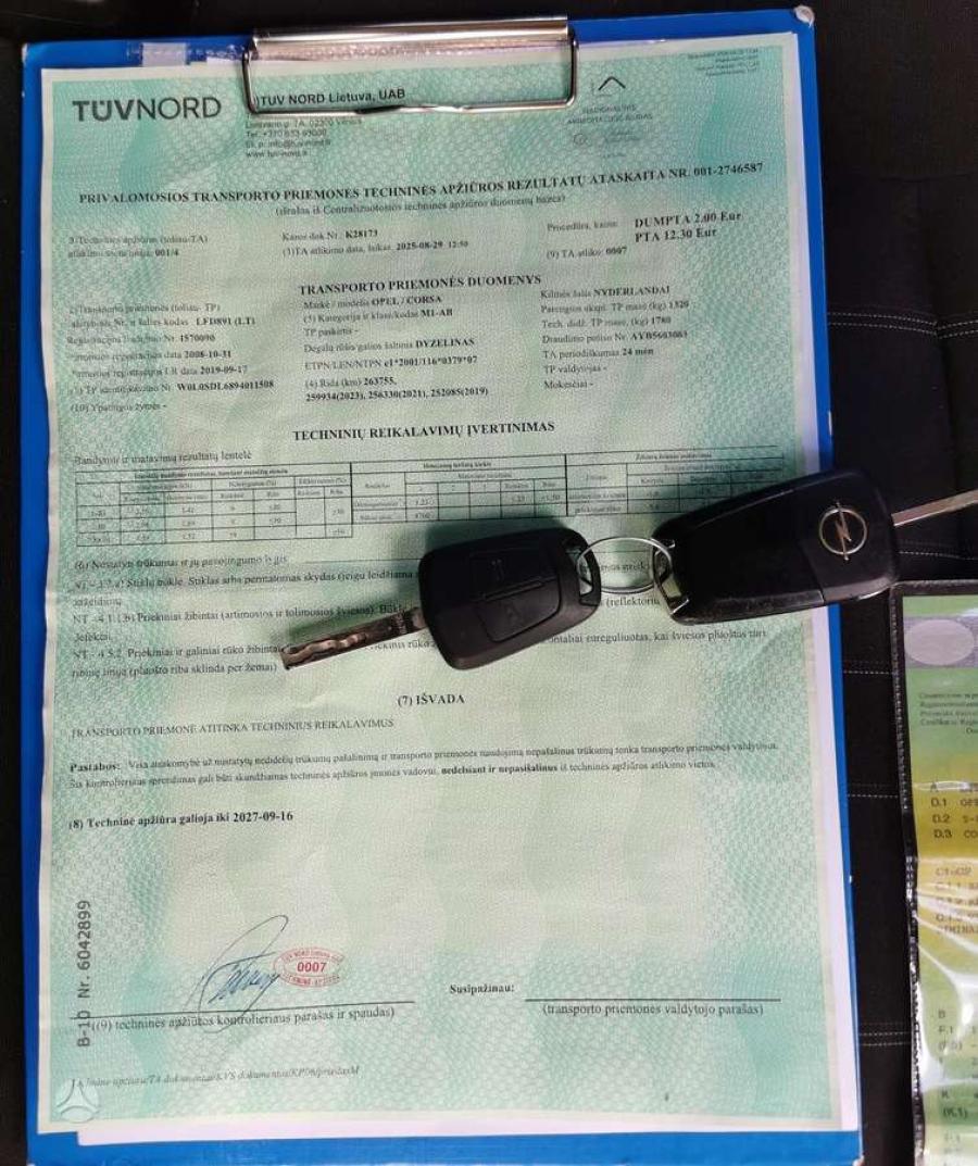 Black Opel Corsa 2008 in Vilnius, with an engine capacity of 1.69 L and mileage of 266 thousand km for 800 €, photo 26 on AUTOMOTO.COM.LV