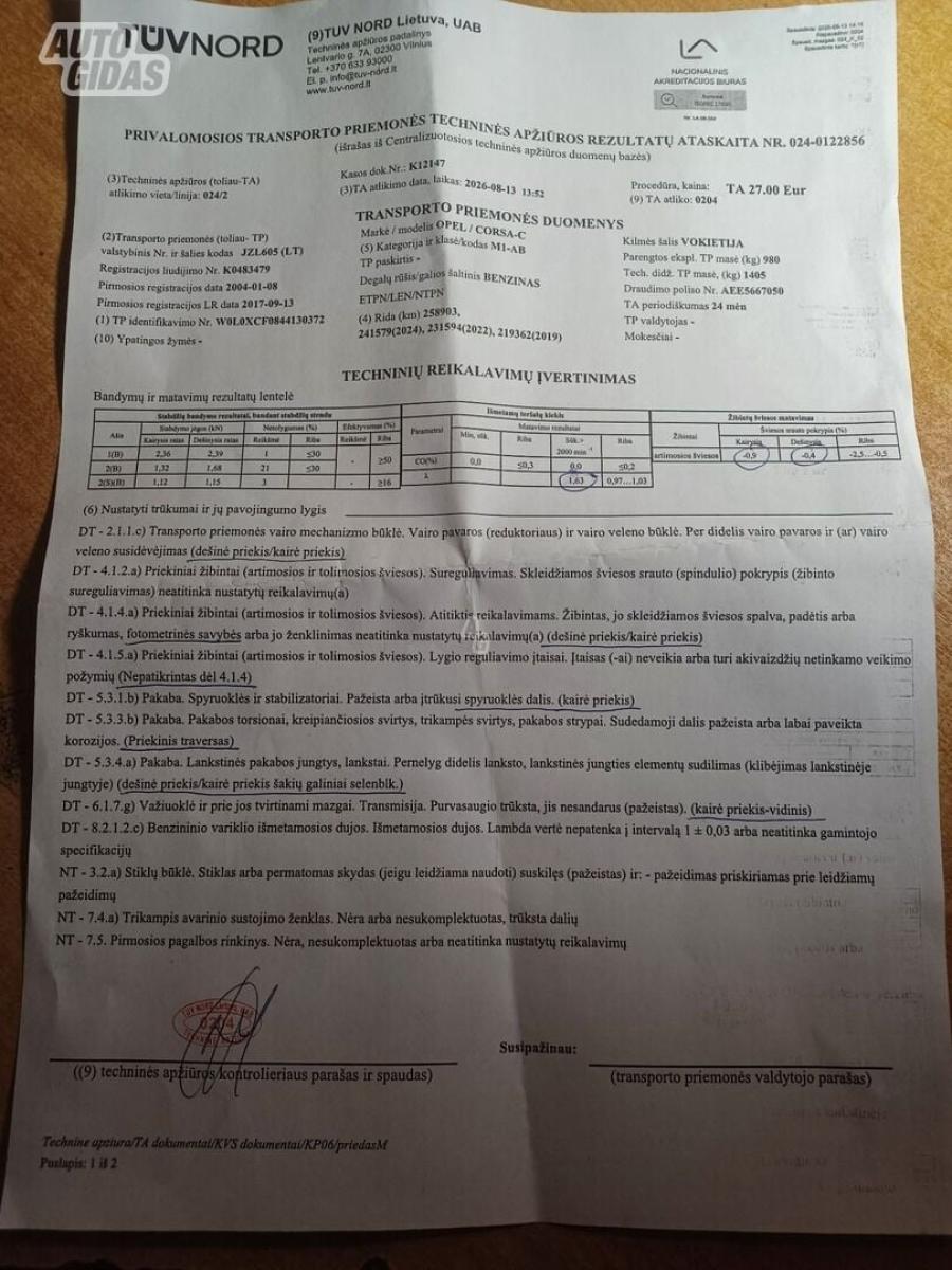 Opel Corsa 2004 Elektrėnai, ar dzinēja tilpumu 1.00 L un nobraukumu 259 tūkst. km par 440 €, foto 12 vietnē AUTOMOTO.COM.LV