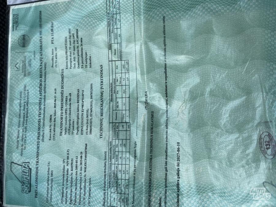 Опель Корса 2005 в Каунас, объемом двигателя 1.20 л и пробегом 275 тыс. км за 500 €, фото 11 на AUTOMOTO.COM.LV