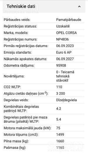 White Opel Corsa 2023 in Riga, with an engine capacity of 1.50 L and mileage of 110 thousand km for 11500 €, photo 26 on AUTOMOTO.COM.LV