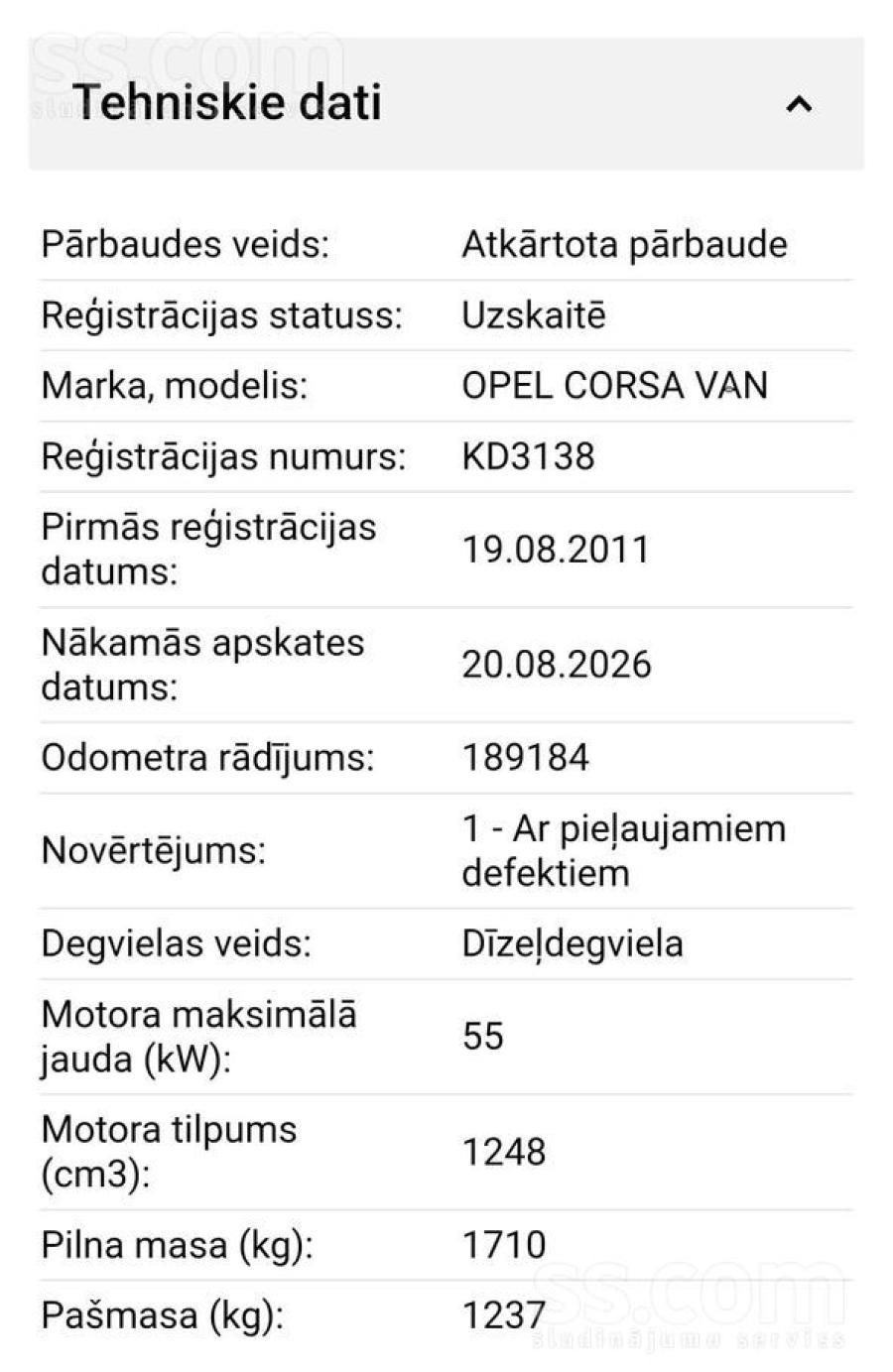 Balts Opel Corsa 2011 Liepāja, ar dzinēja tilpumu 1.30 L un nobraukumu 190 tūkst. km par 700 €, foto 6 vietnē AUTOMOTO.COM.LV