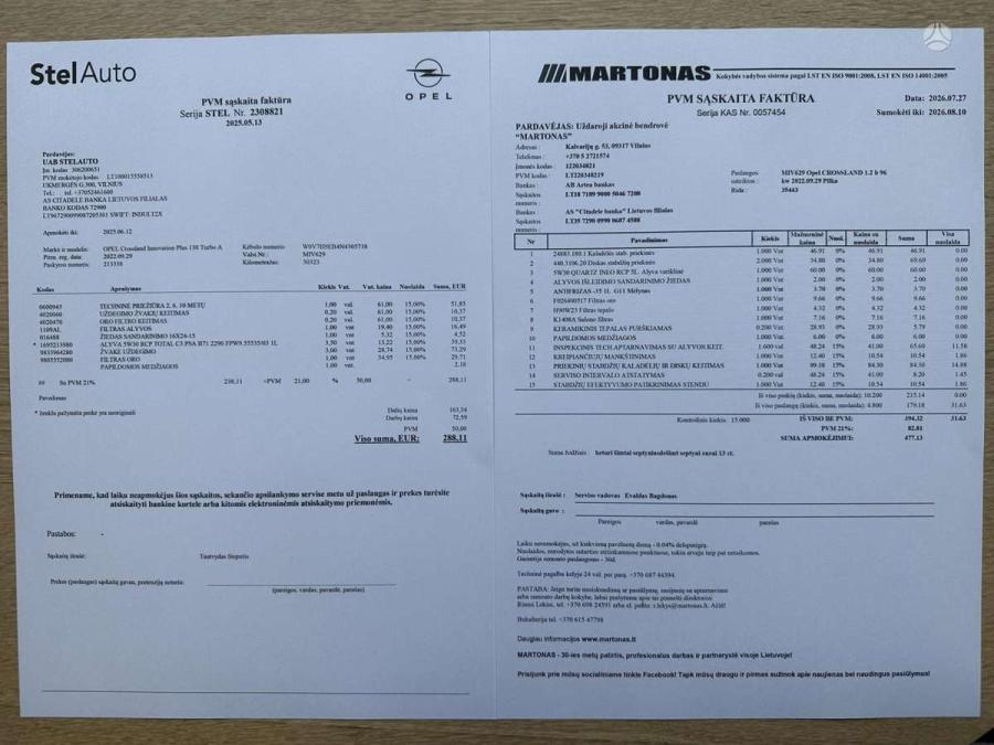 Grey Opel Crossland 2022 in Vilnius, with an engine capacity of 1.20 L and mileage of 36 thousand km for 13500 €, photo 62 on AUTOMOTO.COM.LV