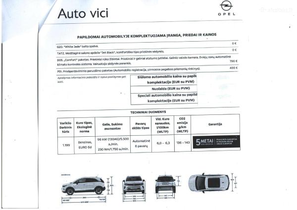 Balts Opel Crossland 2021 Viļņa, ar dzinēja tilpumu 1.20 L un nobraukumu 26 tūkst. km par 13250 €, foto 7 vietnē AUTOMOTO.COM.LV