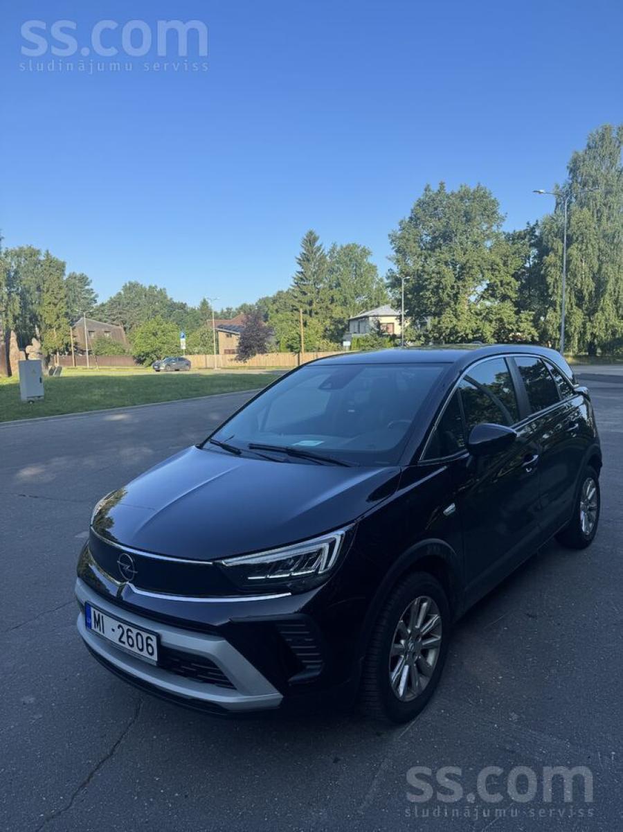 Black Opel Crossland X 2021 in Riga, with an engine capacity of 1.20 L and mileage of 39 thousand km for 13450 €, photo 1 on AUTOMOTO.COM.LV