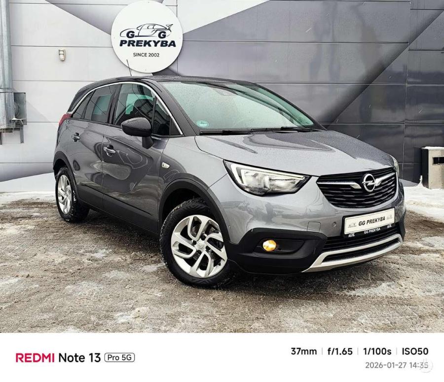 Grey Opel Crossland X 2018 in Kaunas, with an engine capacity of 1.20 L and mileage of 95 thousand km for 9950 €, photo 1 on AUTOMOTO.COM.LV