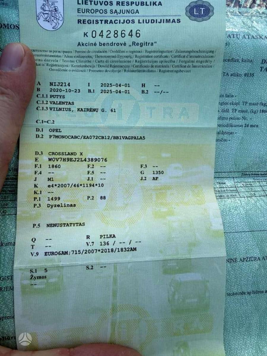 Pelēks Opel Crossland X 2020 Viļņa, ar dzinēja tilpumu 1.50 L un nobraukumu 186 tūkst. km par 9300 €, foto 14 vietnē AUTOMOTO.COM.LV