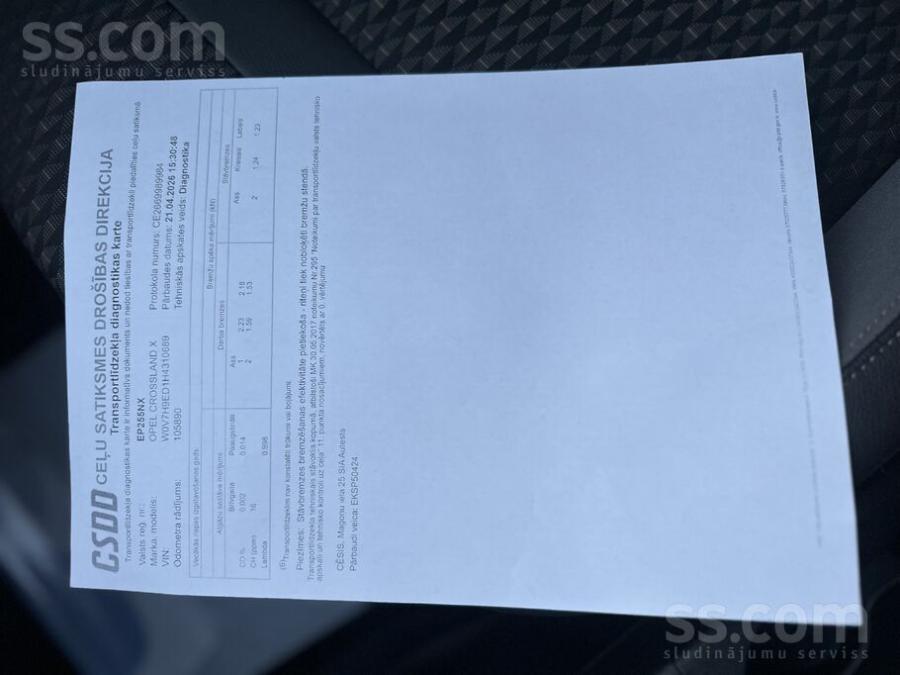 Белый Опель Crossland X 2017 в Цесис, объемом двигателя 1.20 л и пробегом 0 тыс. км за 10700 €, фото 27 на AUTOMOTO.COM.LV