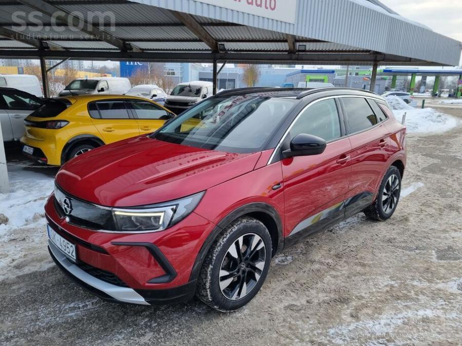 Red Opel Grandland X 2022 in Riga, with an engine capacity of 1.20 L and mileage of 63 thousand km for 21700 €, photo 1 on AUTOMOTO.COM.LV
