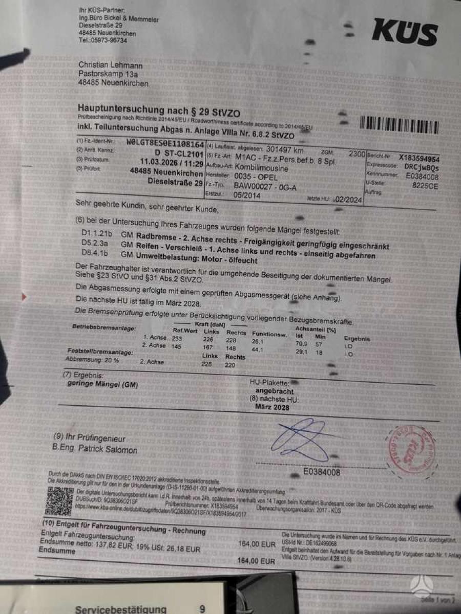 Синий Опель Инсигния 2014 в Вильнюс, объемом двигателя 1.96 л и пробегом 300 тыс. км за 4777 €, фото 25 на AUTOMOTO.COM.LV