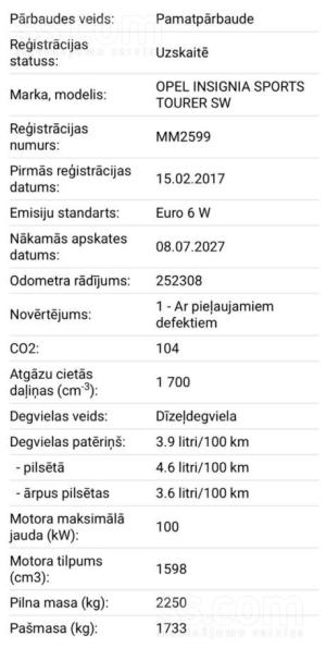 Blue Opel Insignia 2017 in Riga, with an engine capacity of 1.60 L and mileage of 252 thousand km for 6100 €, photo 4 on AUTOMOTO.COM.LV