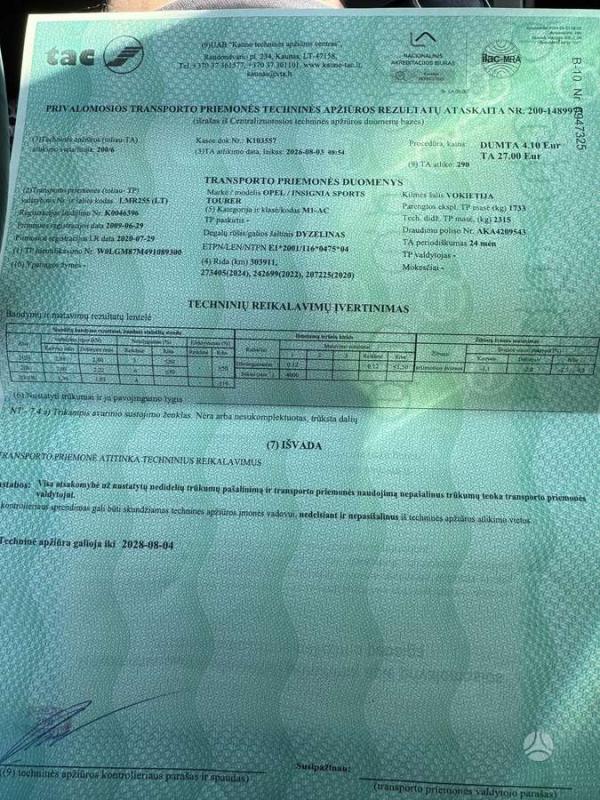 Серый Опель Инсигния 2009 в Каунас, объемом двигателя 1.96 л и пробегом 304 тыс. км за 2350 €, фото 5 на AUTOMOTO.COM.LV