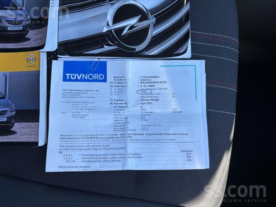 Синий Опель Мерива 2012 в Огре, объемом двигателя 1.70 л и пробегом 251 тыс. км за 4200 €, фото 19 на AUTOMOTO.COM.LV