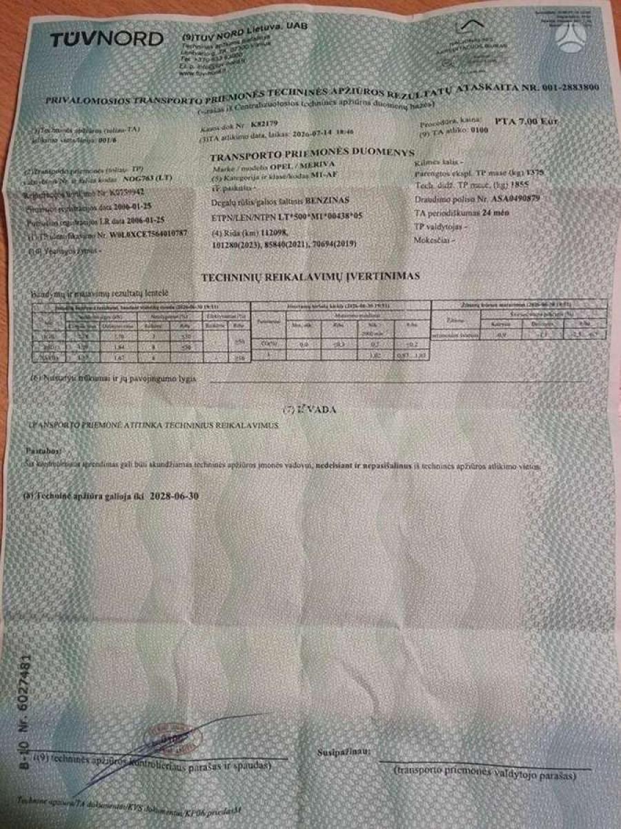 Zils Opel Meriva 2006 Viļņa, ar dzinēja tilpumu 1.60 L un nobraukumu 112 tūkst. km par 1200 €, foto 16 vietnē AUTOMOTO.COM.LV