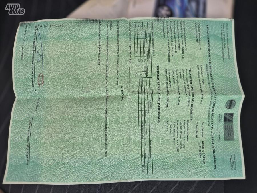 Синий Опель Мерива 2006 в Клайпеда, объемом двигателя 1.70 л и пробегом 302 тыс. км за 550 €, фото 23 на AUTOMOTO.COM.LV