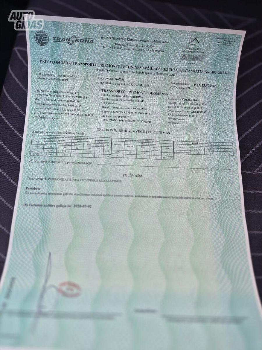 Zils Opel Meriva 2006 Klaipėda, ar dzinēja tilpumu 1.40 L un nobraukumu 193 tūkst. km par 1499 €, foto 28 vietnē AUTOMOTO.COM.LV