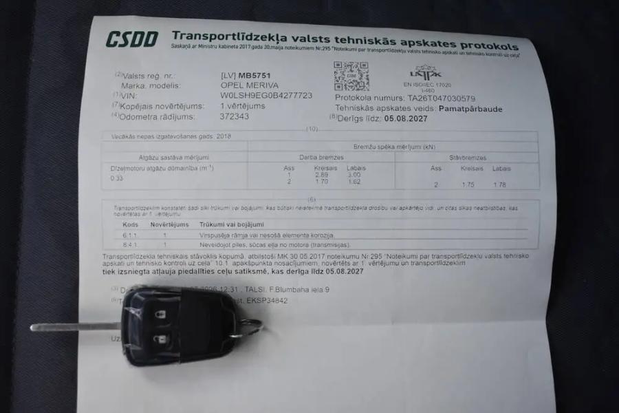 Серый Опель Мерива 2011 в Талси, объемом двигателя 1.70 л и пробегом 372 тыс. км за 1400 €, фото 17 на AUTOMOTO.COM.LV