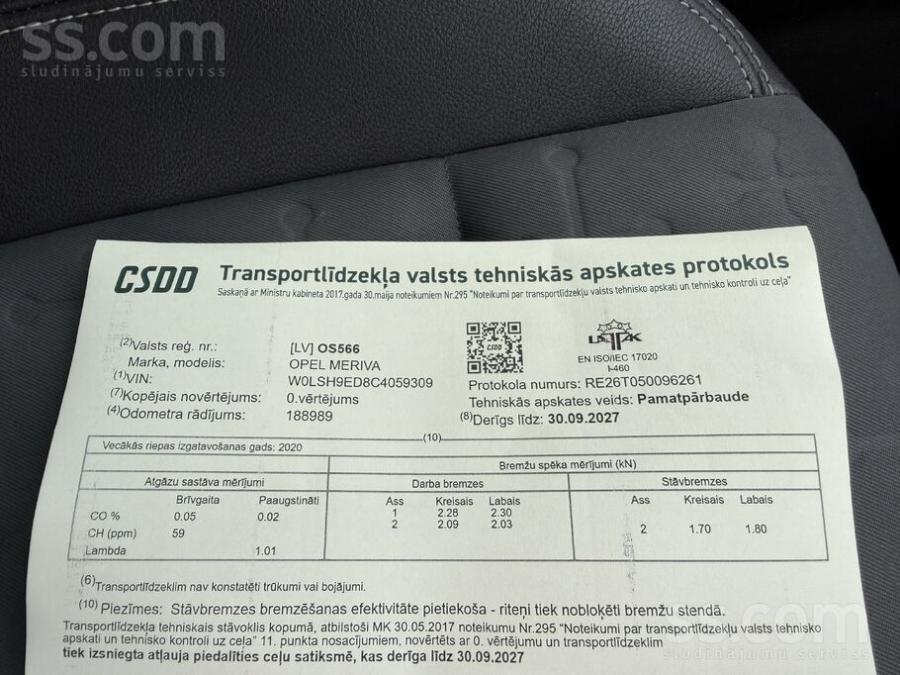 Pelēks Opel Meriva 2012 Rēzekne, ar dzinēja tilpumu 1.40 L un nobraukumu 0 tūkst. km par 4450 €, foto 13 vietnē AUTOMOTO.COM.LV