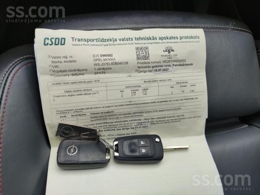 Black Opel Mokka 2013 in Riga, with an engine capacity of 1.70 L and mileage of 241 thousand km for 7290 €, photo 17 on AUTOMOTO.COM.LV