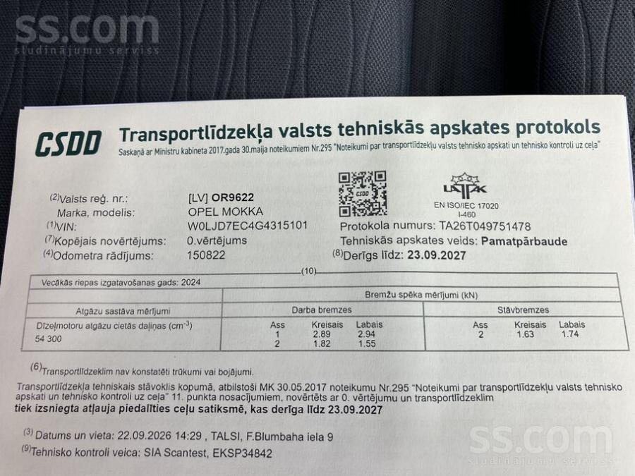 Black Opel Mokka 2016 in Talsi, with an engine capacity of 1.60 L and mileage of 151 thousand km for 8999 €, photo 21 on AUTOMOTO.COM.LV
