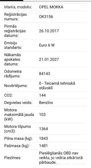 Opel Mokka 2017 in Riga, with an engine capacity of 1.40 L and mileage of 0 thousand km for 10990 €, photo 29 on AUTOMOTO.COM.LV