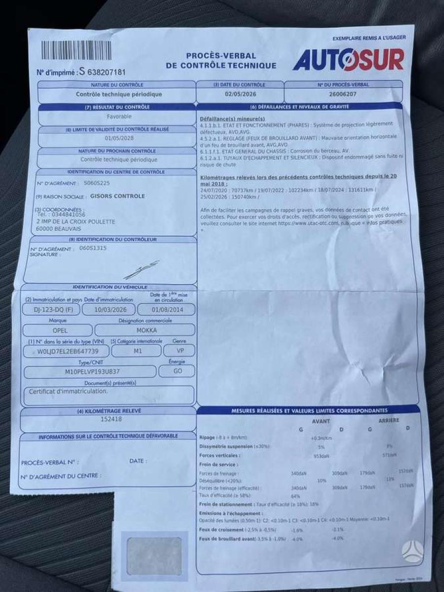 Grey Opel Mokka 2014 in Druskininkai, with an engine capacity of 1.69 L and mileage of 153 thousand km for 7290 €, photo 37 on AUTOMOTO.COM.LV