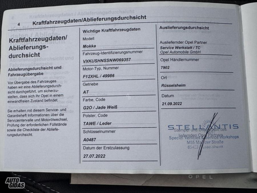 Balts Opel Mokka 2022 Avižieniai, ar dzinēja tilpumu 1.20 L un nobraukumu 55 tūkst. km par 15500 €, foto 29 vietnē AUTOMOTO.COM.LV