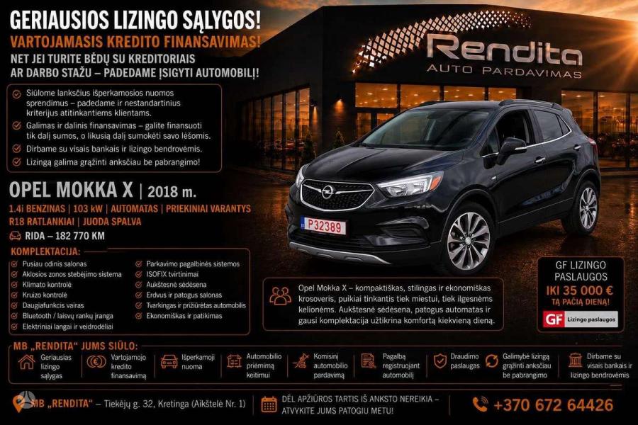Black Opel Mokka X 2018 in Kretinga, with an engine capacity of 1.36 L and mileage of 183 thousand km for 9199 €, photo 34 on AUTOMOTO.COM.LV