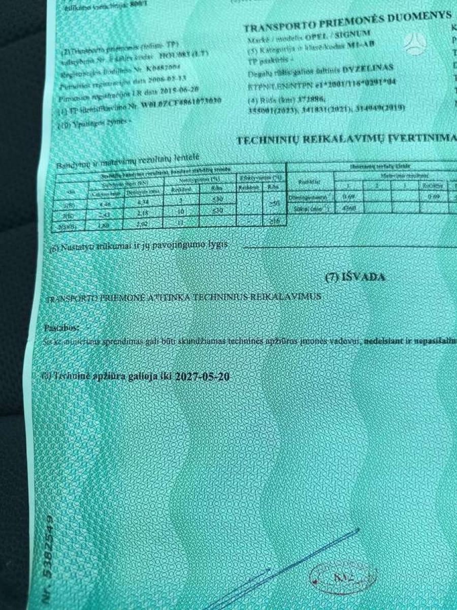 Черный Опель Сигнум 2006 в Пасвалис, объемом двигателя 1.91 л и пробегом 383 тыс. км за 900 €, фото 9 на AUTOMOTO.COM.LV