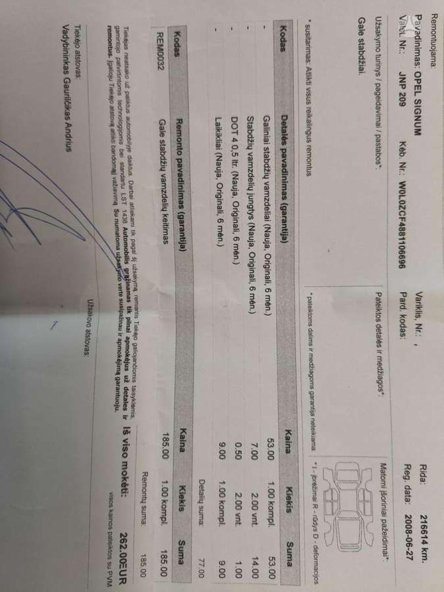 Pelēks Opel Signum 2008 Kauņa, ar dzinēja tilpumu 1.91 L un nobraukumu 225 tūkst. km par 1500 €, foto 36 vietnē AUTOMOTO.COM.LV