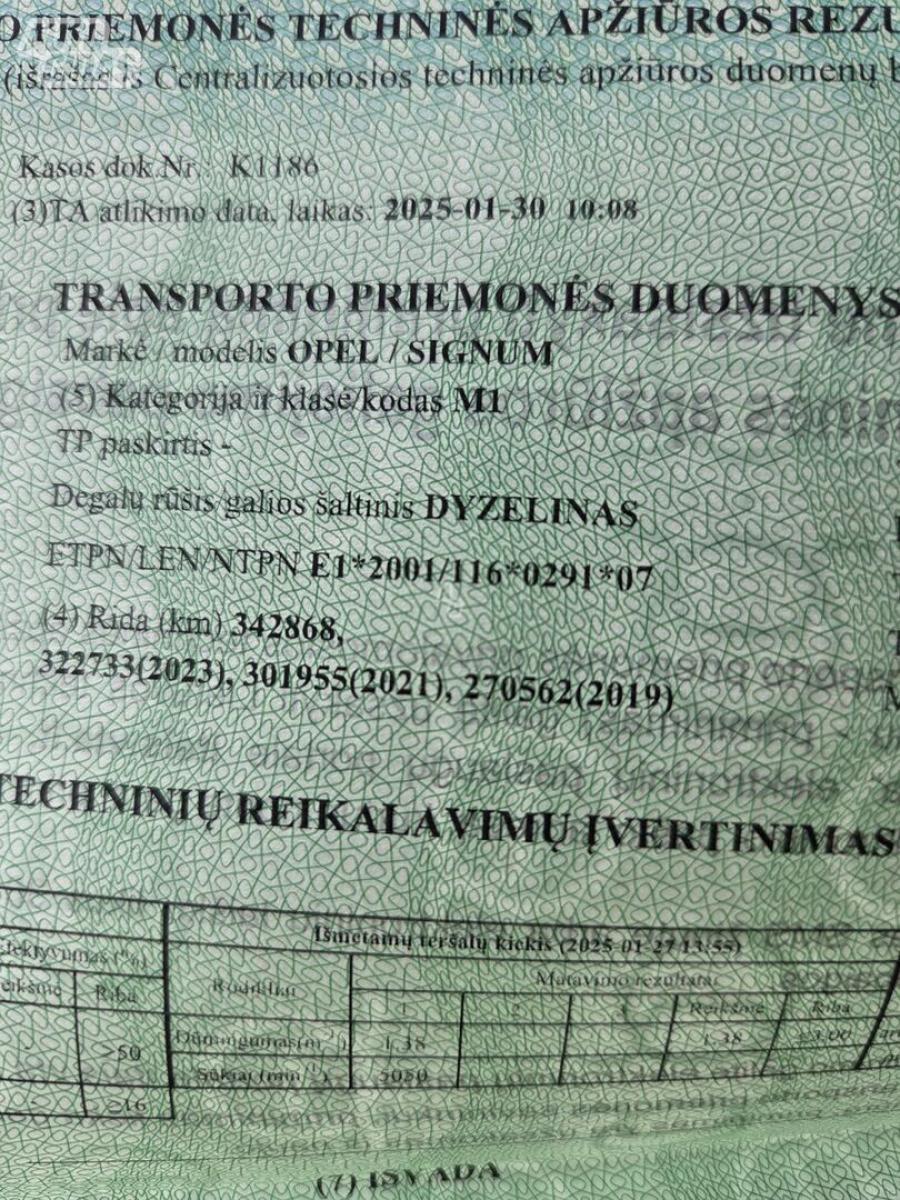 Опель Сигнум 2008 в Паневежис, объемом двигателя 1.90 л и пробегом 357 тыс. км за 1500 €, фото 29 на AUTOMOTO.COM.LV
