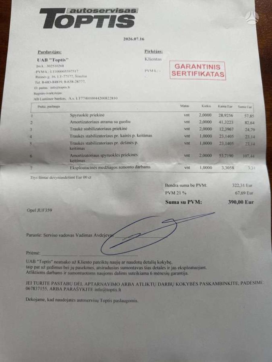 Синий Опель Вектра 2008 в Вильнюс, объемом двигателя 1.91 л и пробегом 301 тыс. км за 1600 €, фото 15 на AUTOMOTO.COM.LV