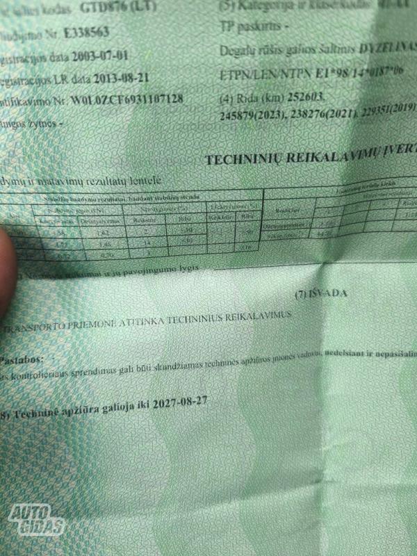 Opel Vectra 2003 Ignalina, ar dzinēja tilpumu 2.20 L un nobraukumu 252 tūkst. km par 730 €, foto 7 vietnē AUTOMOTO.COM.LV
