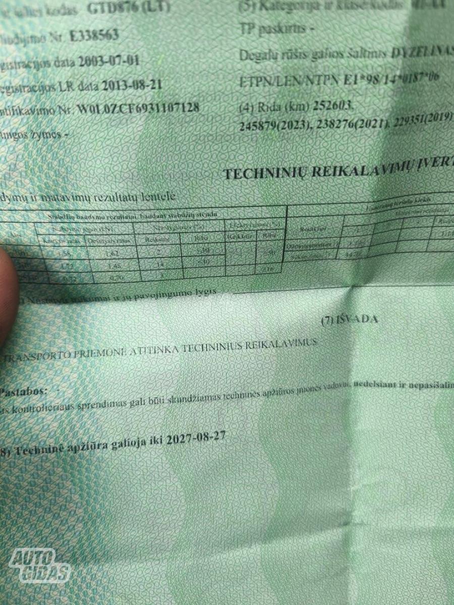 Opel Vectra 2003 Ignalina, ar dzinēja tilpumu 2.20 L un nobraukumu 252 tūkst. km par 730 €, foto 7 vietnē AUTOMOTO.COM.LV