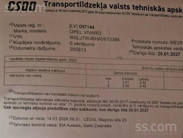 Black Opel Vivaro 2010 in Cesis, with an engine capacity of 2.50 L and mileage of 208 thousand km for 13500 €, photo 10 on AUTOMOTO.COM.LV