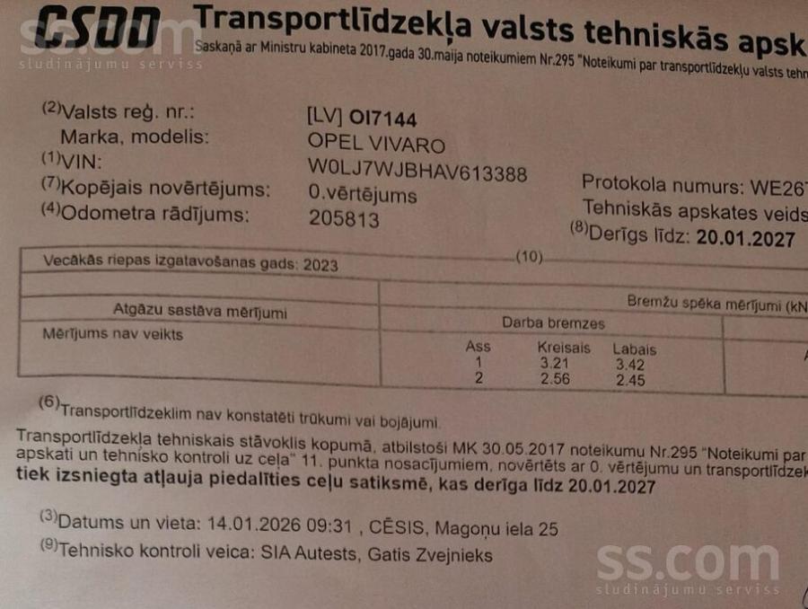 Черный Опель Виваро 2010 в Цесис, объемом двигателя 2.50 л и пробегом 208 тыс. км за 13500 €, фото 11 на AUTOMOTO.COM.LV