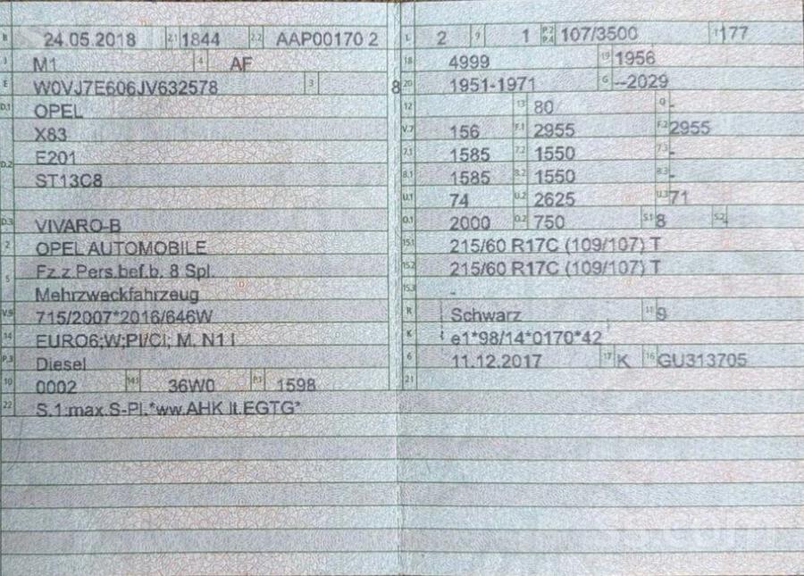 Черный Опель Виваро 2018 в Рига, объемом двигателя 1.60 л и пробегом 166 тыс. км за 18499 €, фото 15 на AUTOMOTO.COM.LV