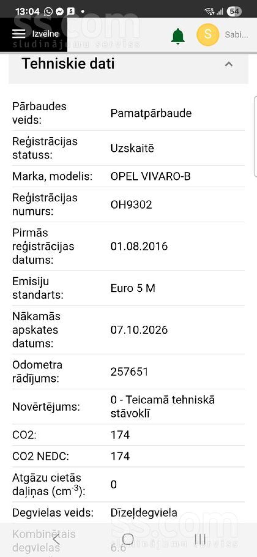 Green Opel Vivaro 2016 in Riga, with an engine capacity of 1.60 L and mileage of 269 thousand km for 12200 €, photo 12 on AUTOMOTO.COM.LV