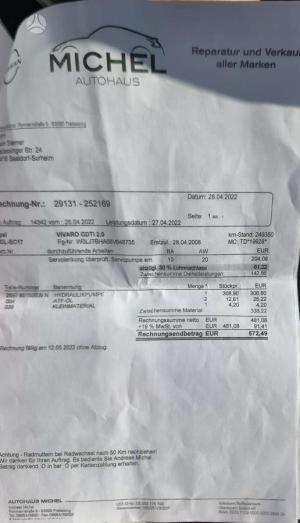 Серый Опель Виваро 2008 в Пакруойис, объемом двигателя 2.00 л и пробегом 298 тыс. км за 5400 €, фото 20 на AUTOMOTO.COM.LV