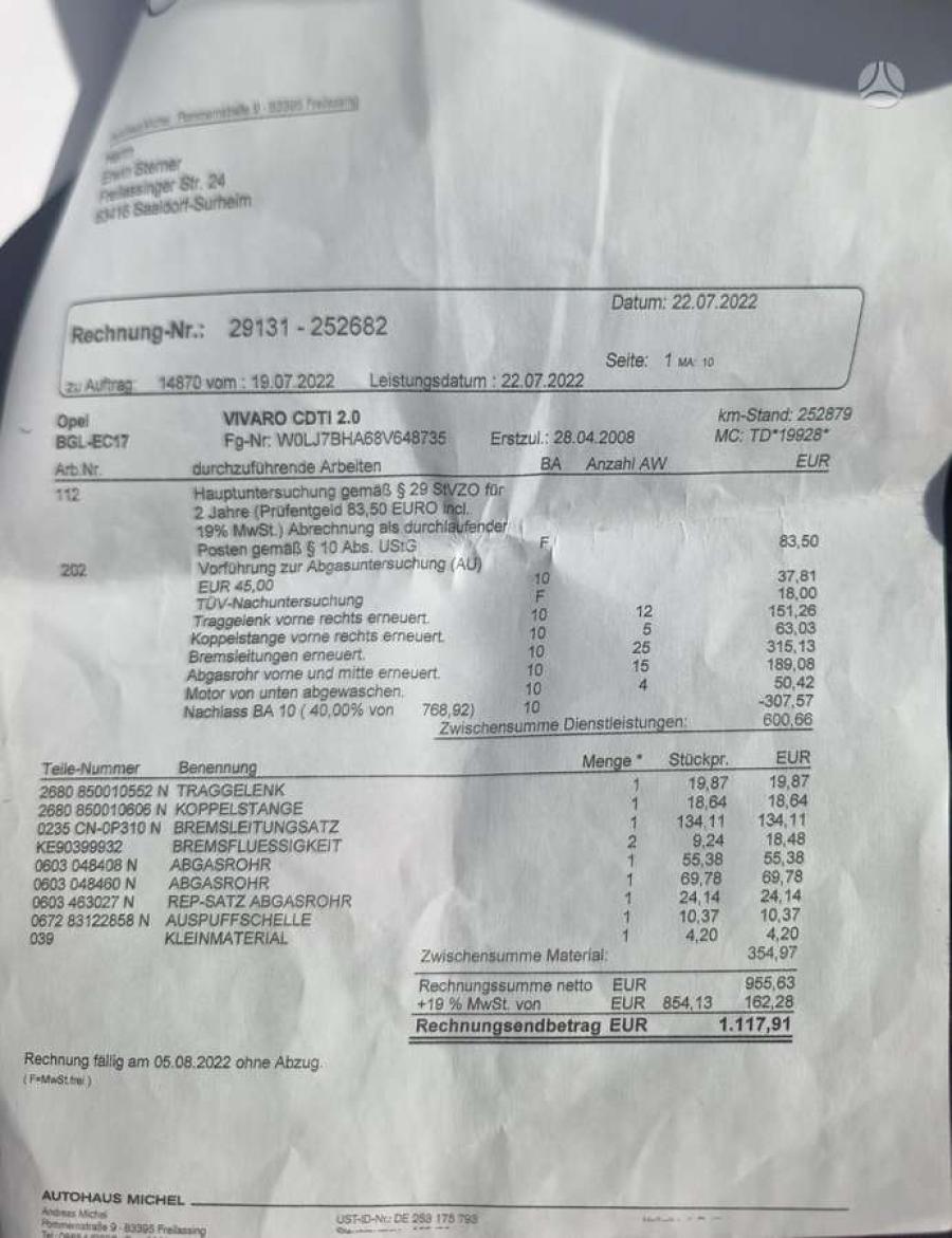 Серый Опель Виваро 2008 в Пакруойис, объемом двигателя 2.00 л и пробегом 298 тыс. км за 5400 €, фото 23 на AUTOMOTO.COM.LV