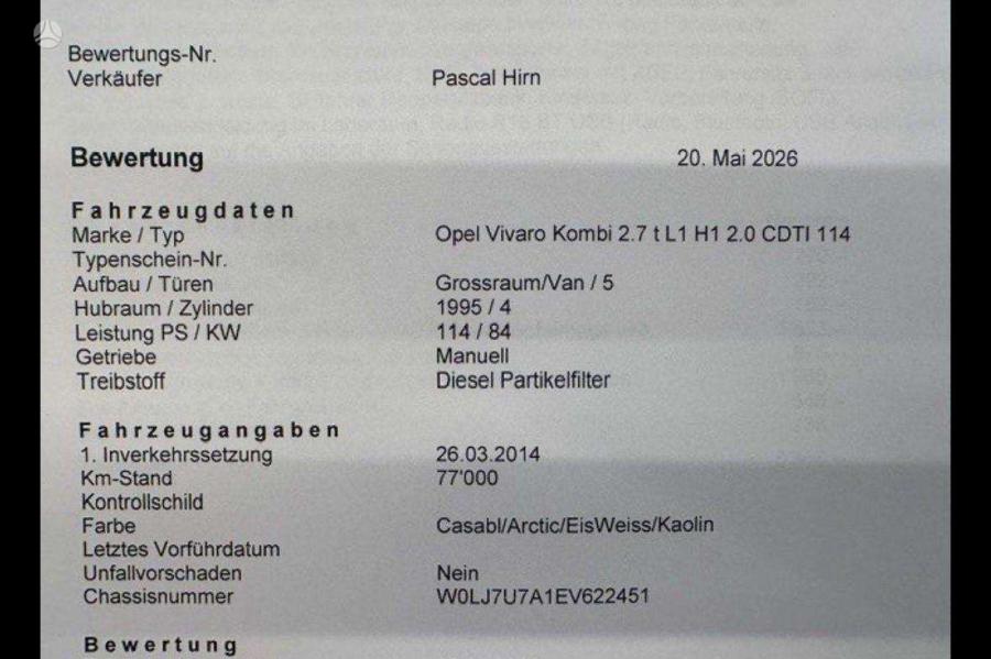 Balts Opel Vivaro 2014 Kauņa, ar dzinēja tilpumu 2.00 L un nobraukumu 77 tūkst. km par 7400 €, foto 10 vietnē AUTOMOTO.COM.LV