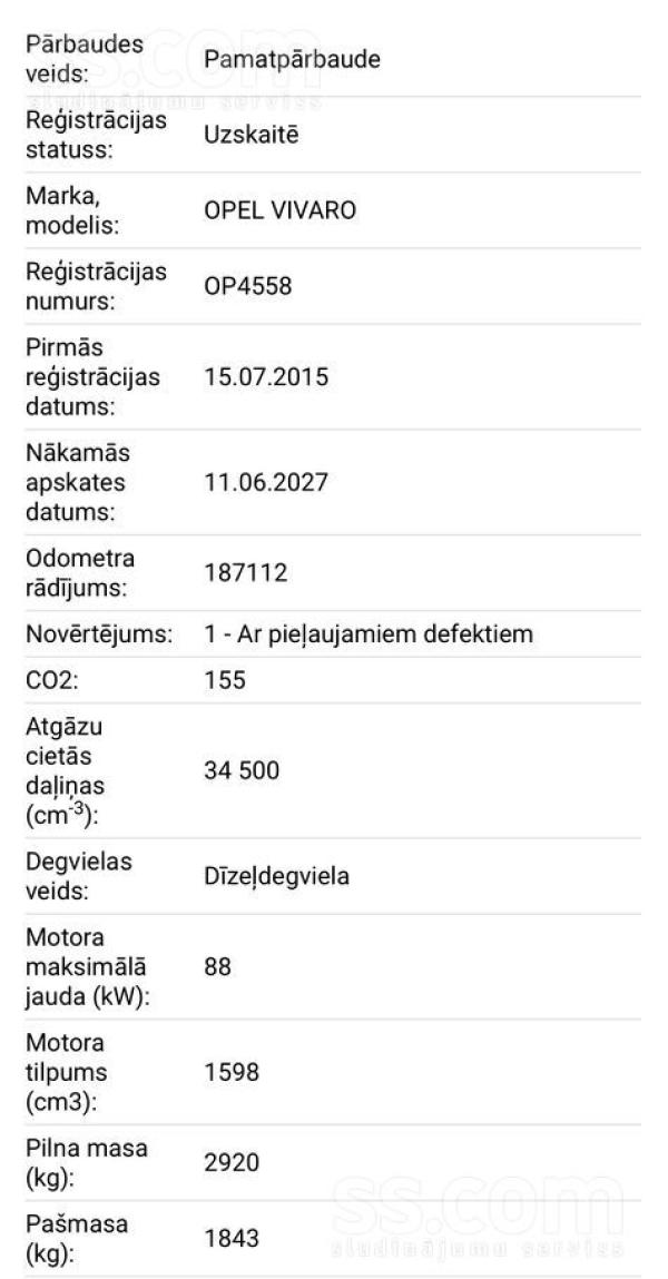 Белый Опель Виваро 2015 в Талси, объемом двигателя 1.60 л и пробегом 190 тыс. км за 8300 €, фото 10 на AUTOMOTO.COM.LV